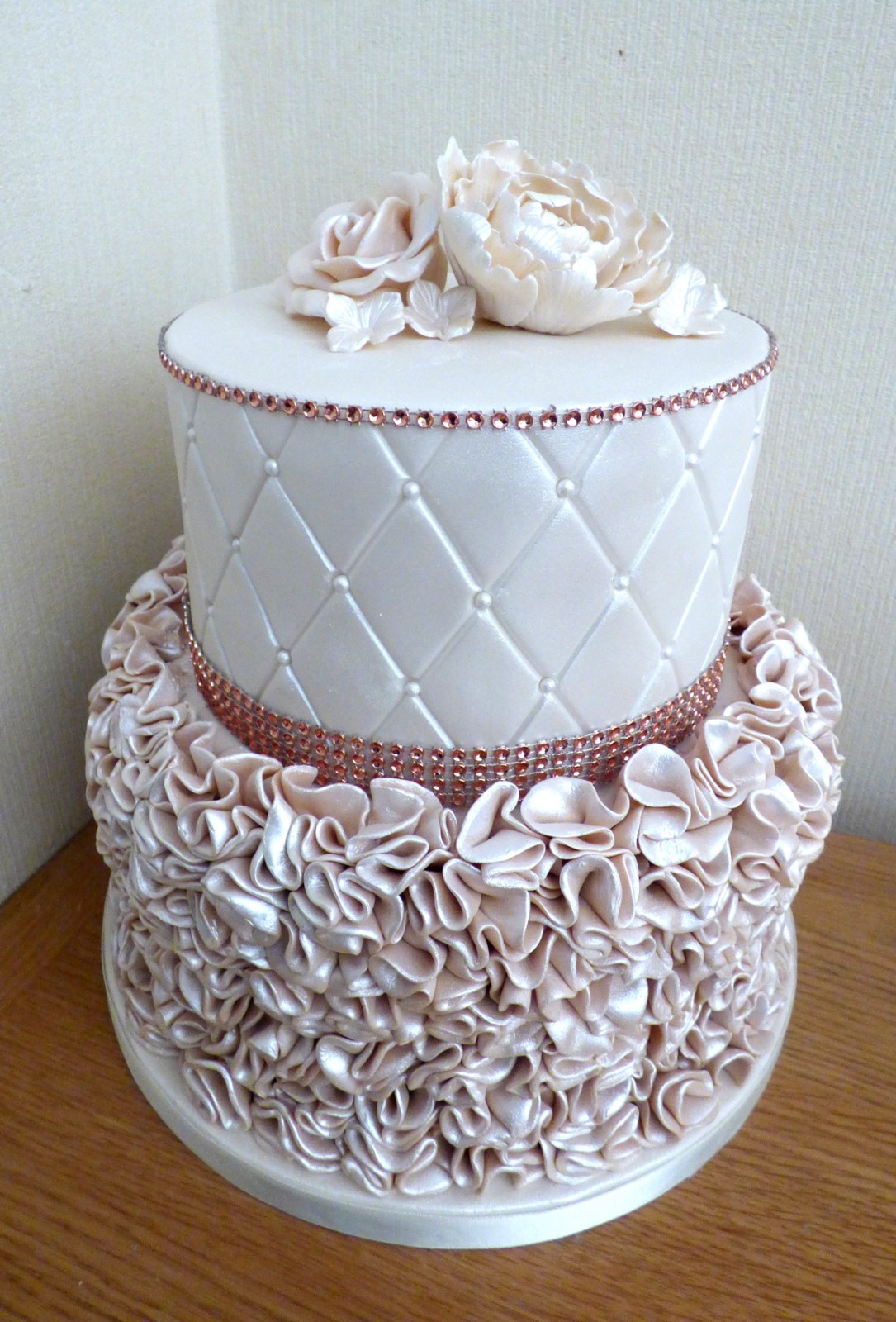2 Tier Rose Gold Ruffle Birthday Cake Susie s Cakes 2 Tier Rose Gold Ruffle Birthday Cake Susie s Cakes